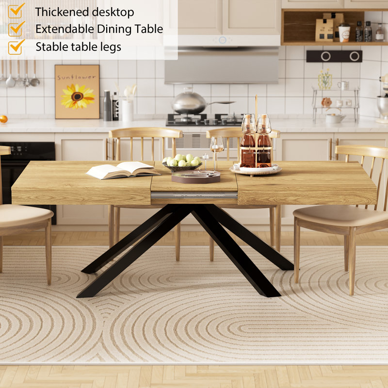 17 Stories 63''-79'' Large Extendable Dining Room Table For 4 6 8 People | Wayfair